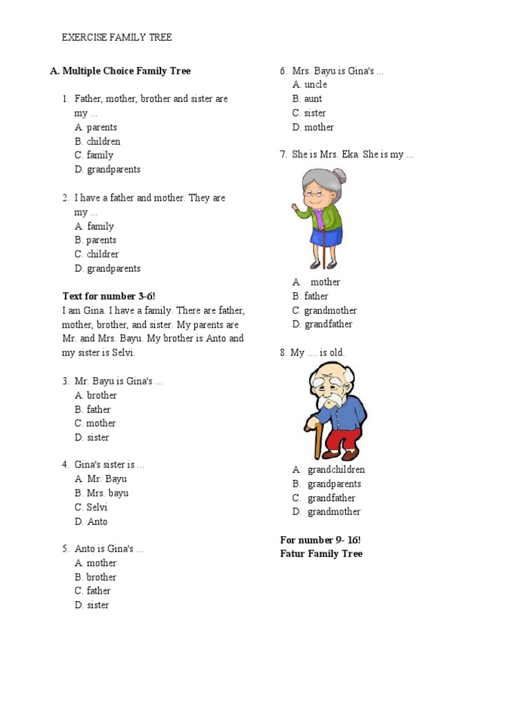 Exercise Family Tree | PDF | Grandparent | Behavioural Sciences