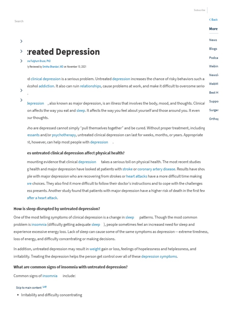 Side Effects of Untreated Depression | PDF