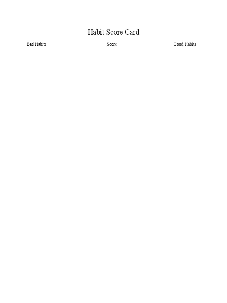 Habit Score Card | PDF