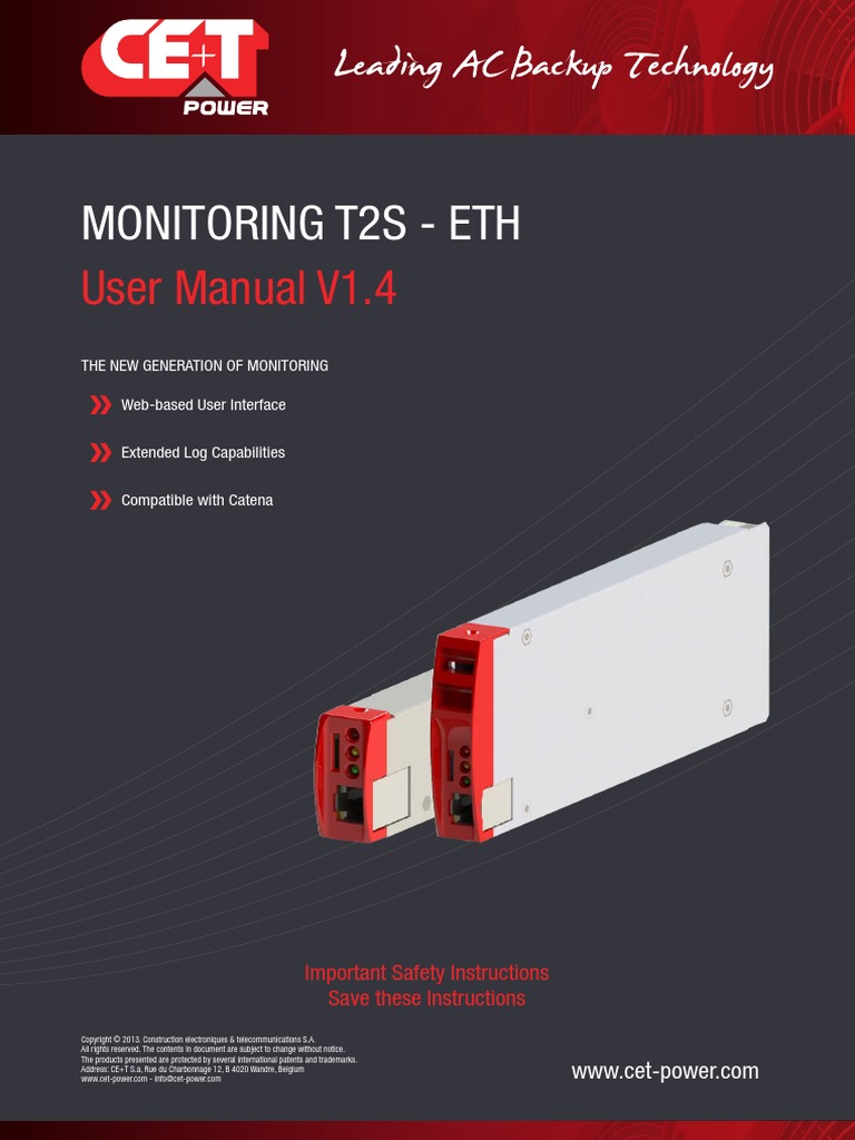CET - Monitoring - User Manual - T2S ETH - en - V1.4 | PDF | Power Inverter | Power Supply