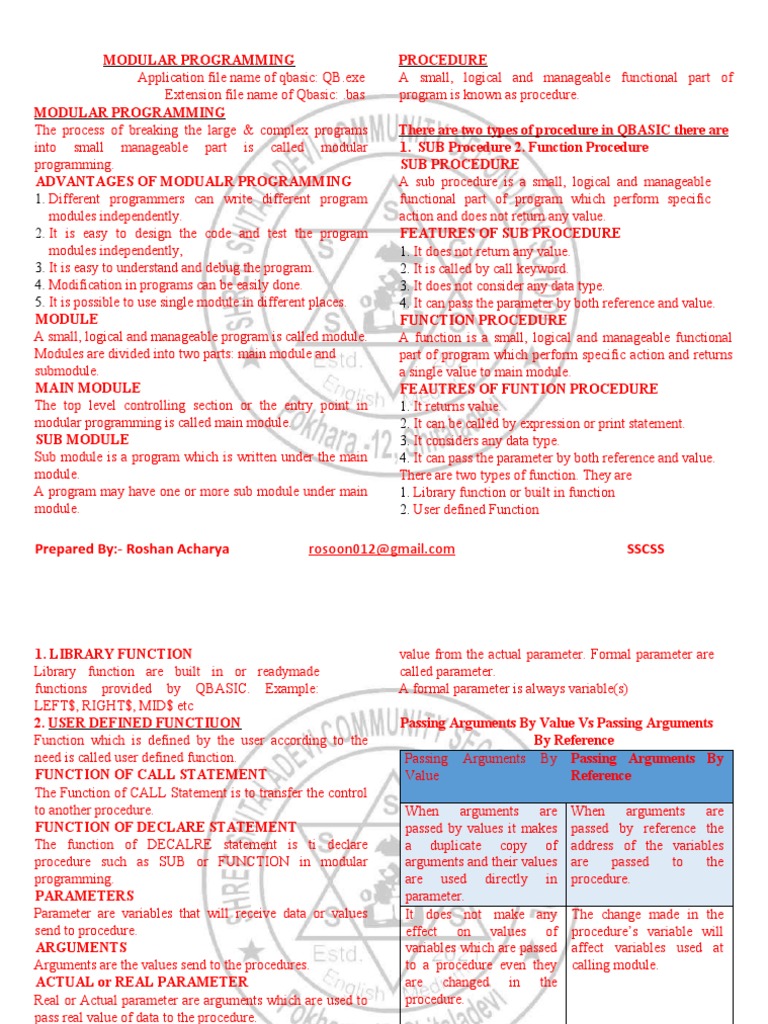 Modular Programming Pdf Parameter Computer Programming Variable Computer Science 9634