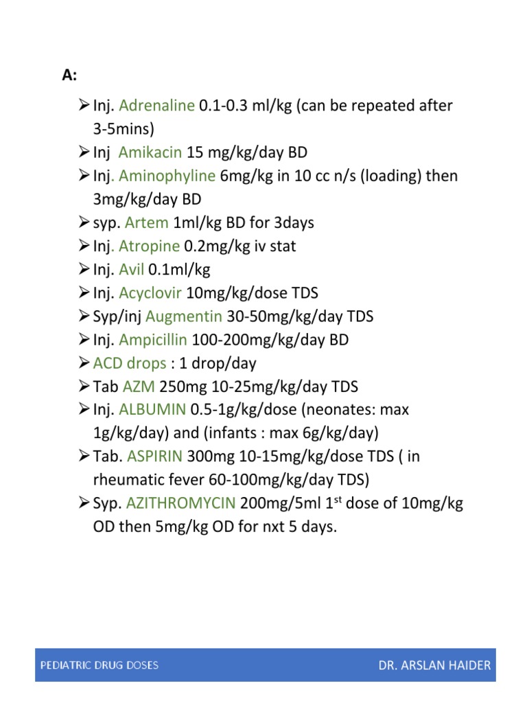 Pediatric Drug Doses PDF | PDF