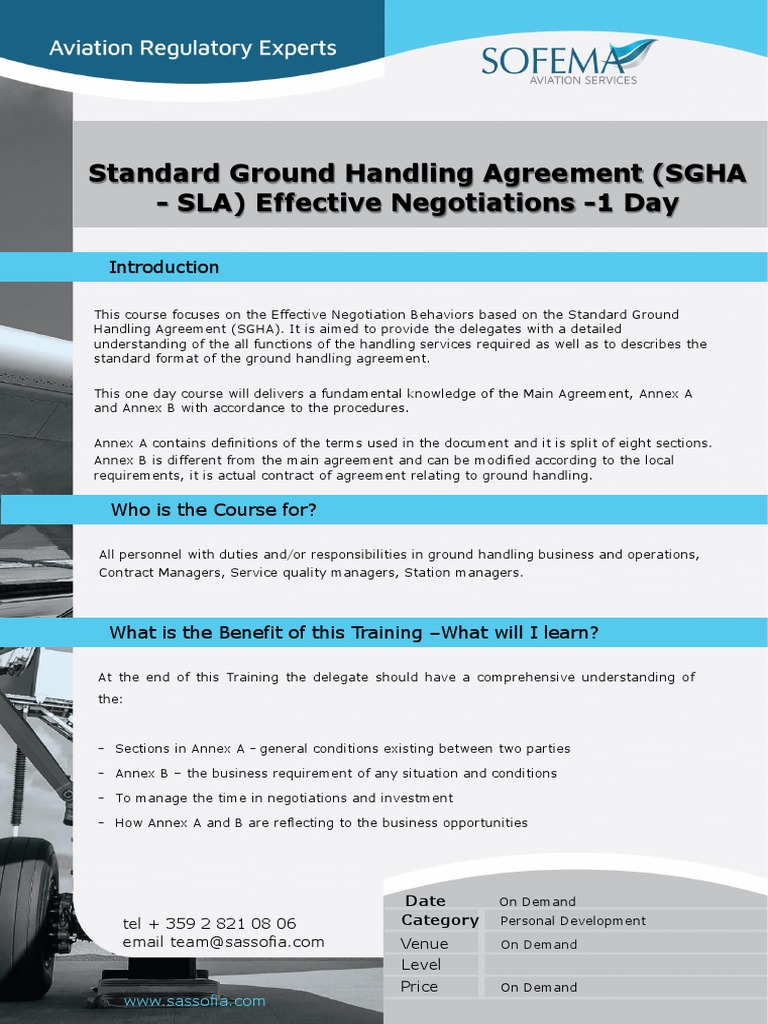 Standard Ground Handling Agreement SGHA SLA Effective Negotiations 1 Day | Download Free PDF ...