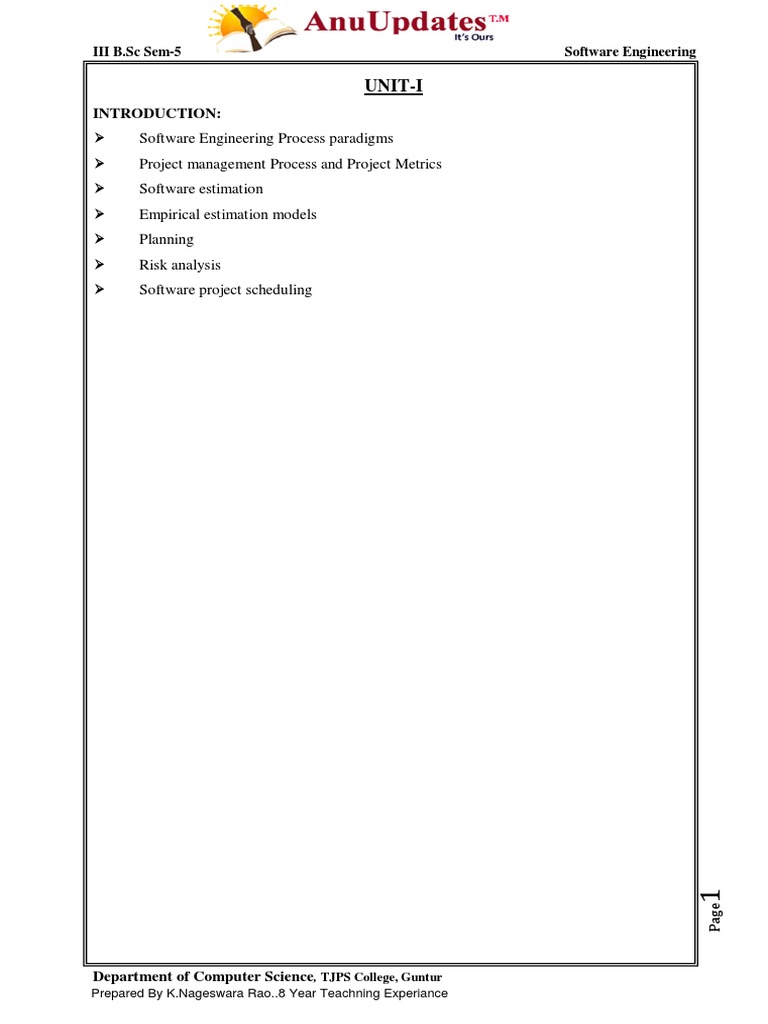 SE Unit-1 Meterial | PDF | Risk | Software