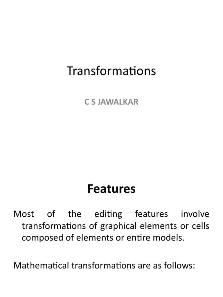 3 Transformations Pdf 2 D Computer Graphics Cartesian Coordinate