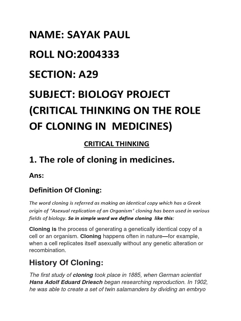 Cloning's Impact on Medicine and Health | PDF | Cloning | Embryo