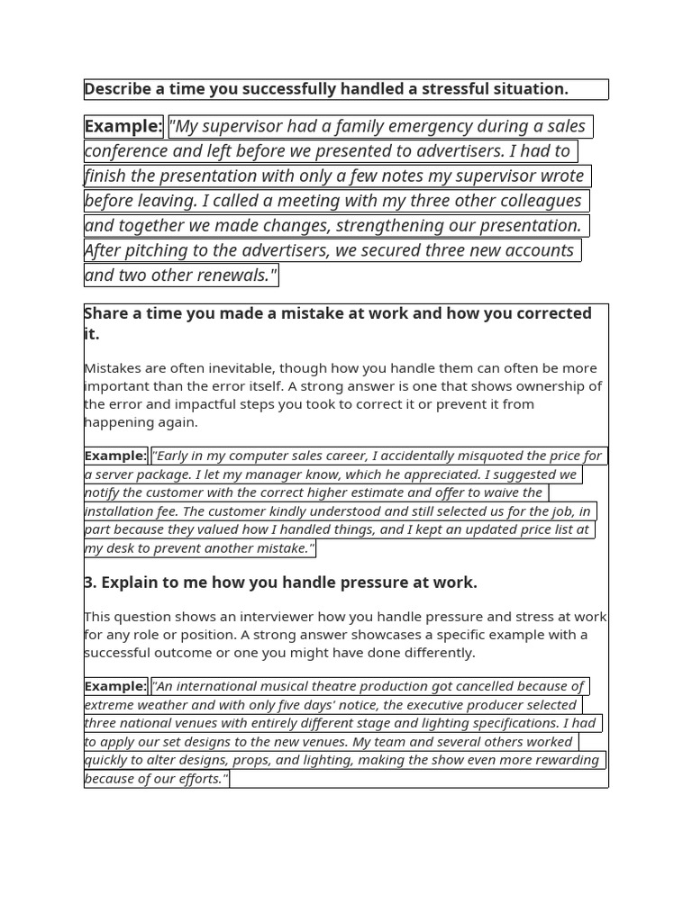 Behavioural Questions | PDF | Business | Self-Improvement