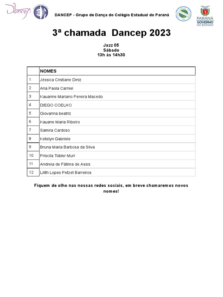 3a Chamada Geral Dancep | PDF