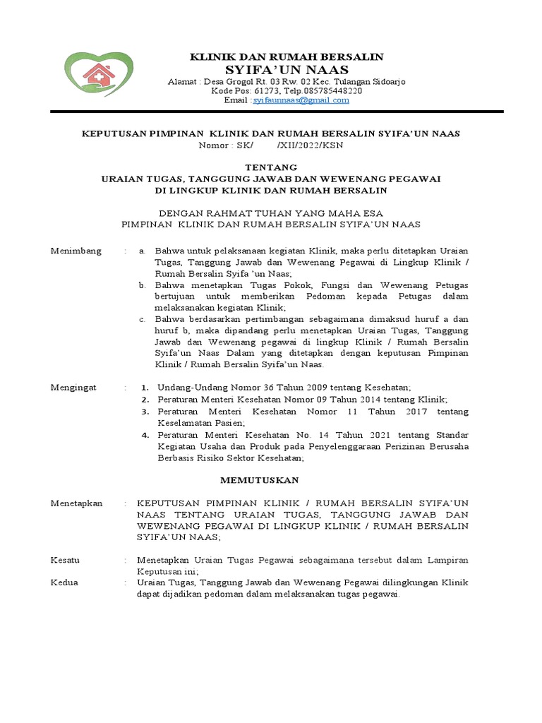 TKK 1 Ep 3 SK Uraian Tugas Tanggung Jawab Dan Wewenang | PDF