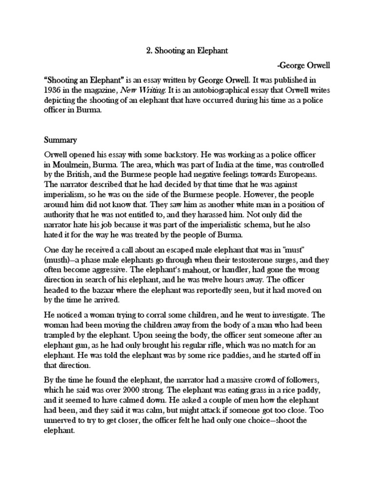 Shooting An Elephant 1 1 | PDF