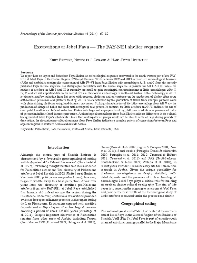 Excavations at Jebel Faya The Fay Ne1 SH | PDF