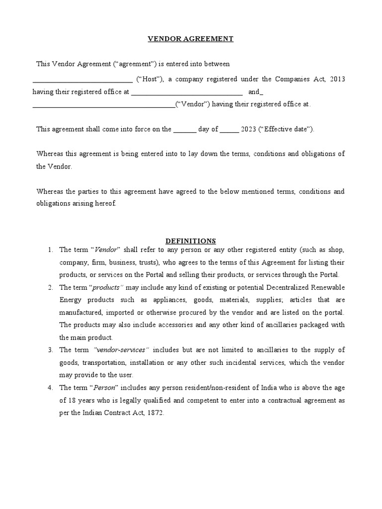 FINAL Vendor Agreement | Download Free PDF | Indemnity | Legal Liability