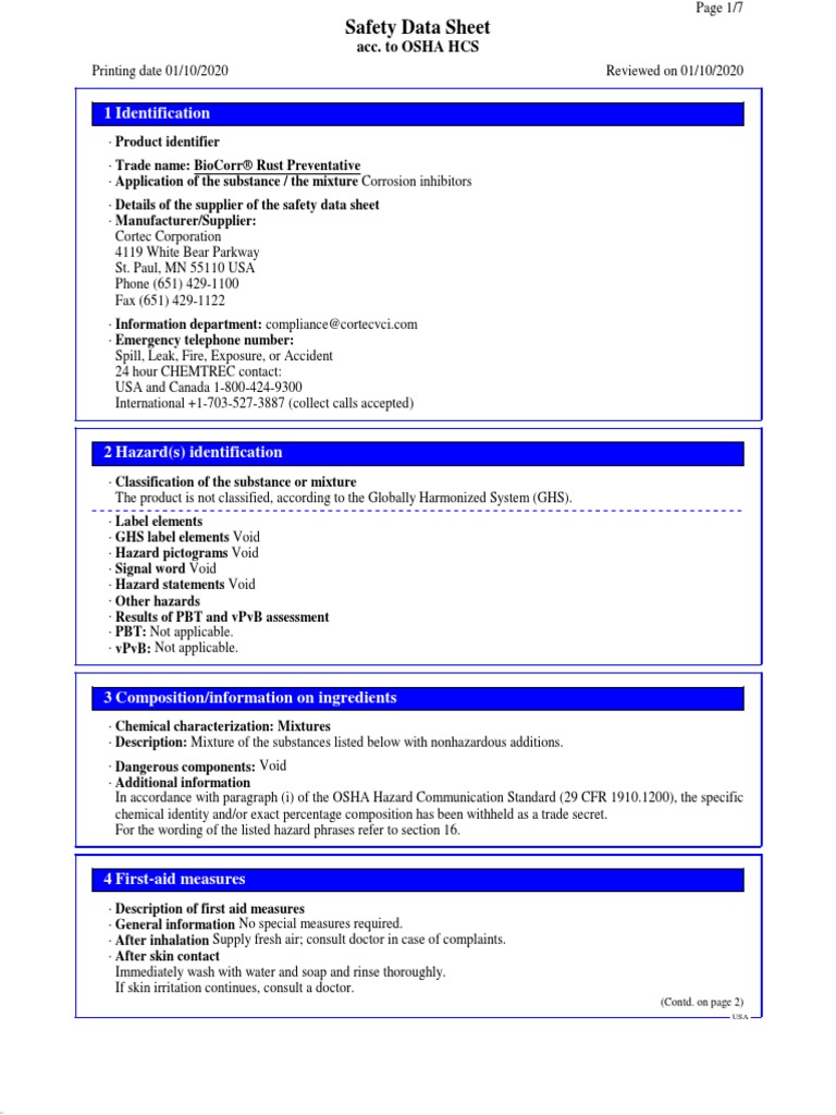 BioCorr Rust Preventative (USA) | PDF | Dangerous Goods | Occupational ...