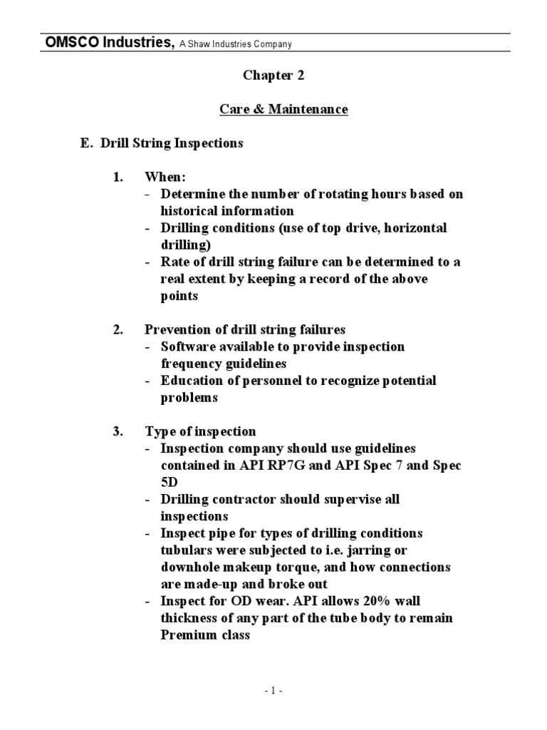 Drill String Inspection Guide | PDF | Home & Garden