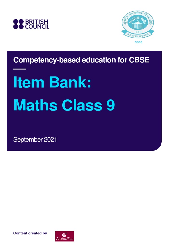 Class 9 Maths Item Bank Guide | PDF | Teaching Methods & Materials