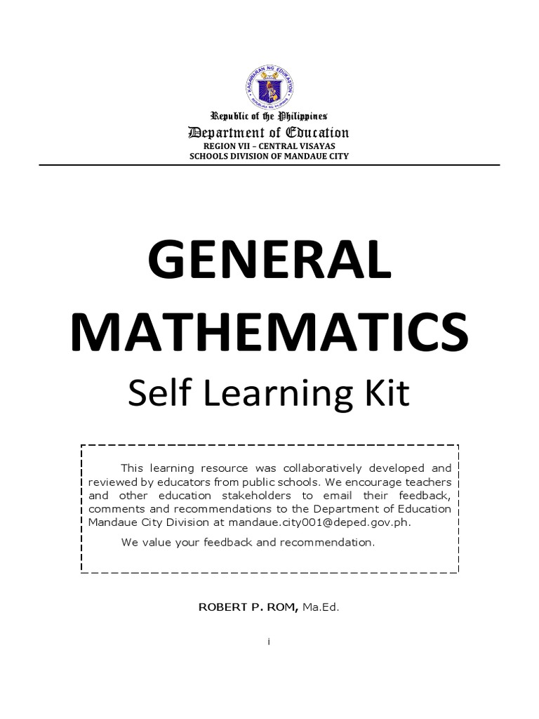 General Mathematics: Self Learning Kit | PDF | Function (Mathematics) | Asymptote