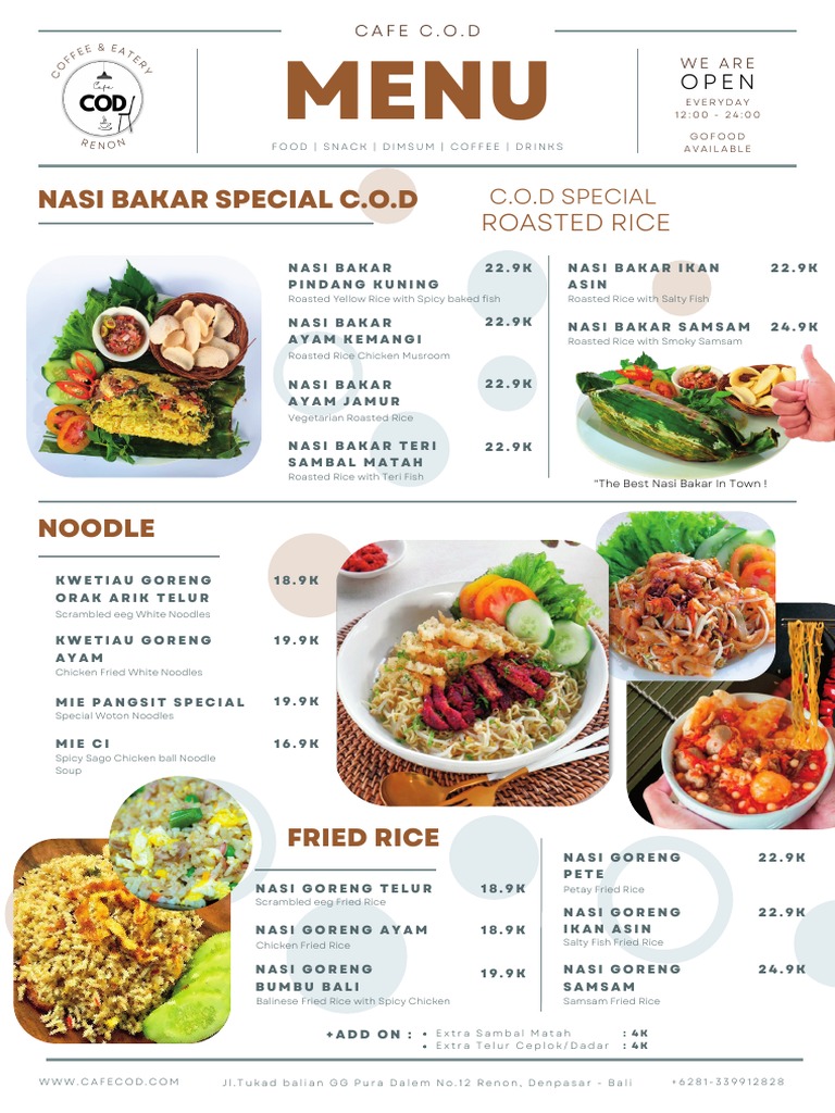 Cafe C.O.D Menu Highlights | PDF