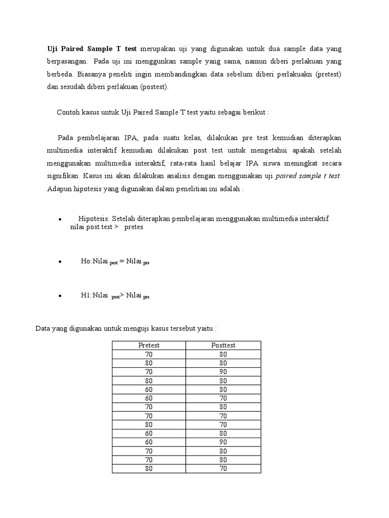 Uji Paired Sample T Test | PDF
