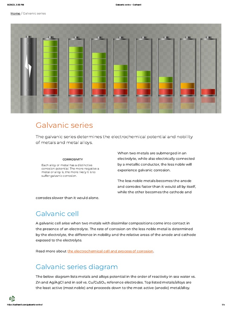 Galvanic Series and Corrosion Potential | PDF | Corrosion ...
