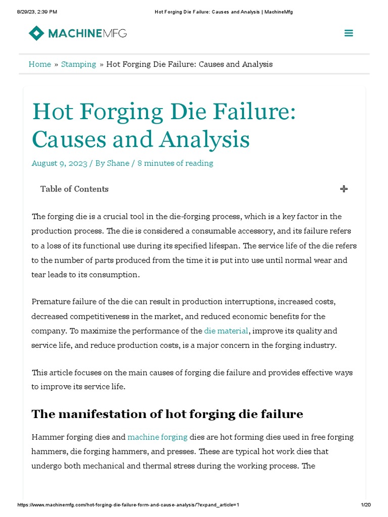 Causes of Hot Forging Die Failure | PDF | Forging | Wear