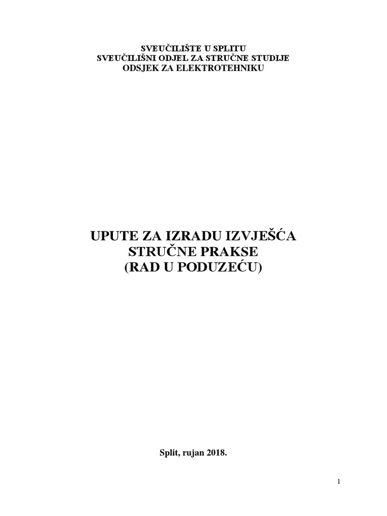 ELEN - Upute Za Izradu Izvjesca Strucne Prakse (Poduzece) | PDF