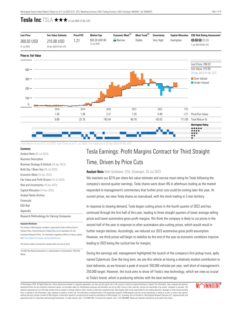TSLA - Tesla Inc (Stock Report) | PDF | Electric Vehicle | Car