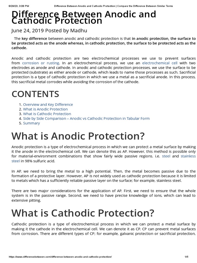 Anodic vs Cathodic Protection Explained | PDF | Anode | Corrosion