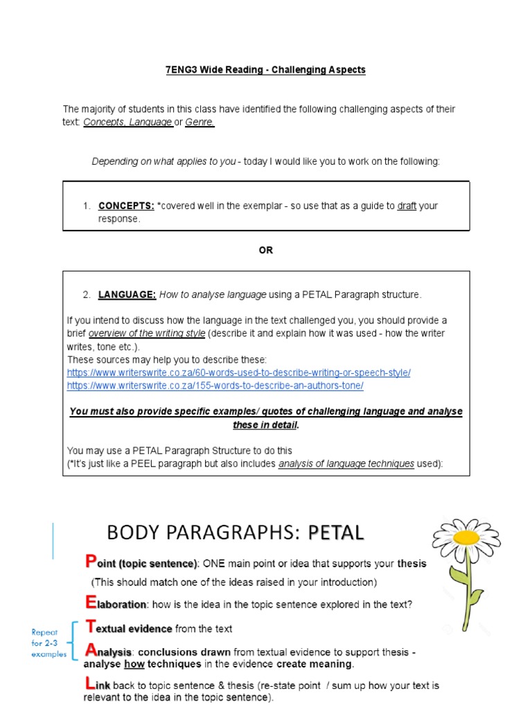 7ENG3 Wide Reading Challenging Aspects | PDF | Genre | Paragraph