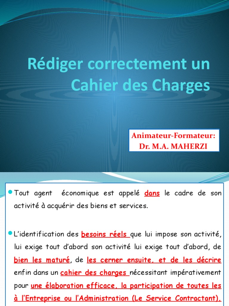 Rédiger Correctement Un Cahier Des Charges | PDF | Économie