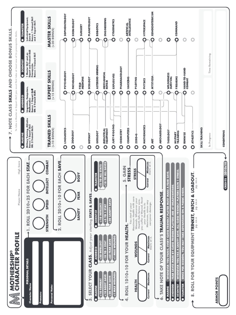 Mothership Character Sheet v5.11 Mothership Character Sheet v5.11 | PDF