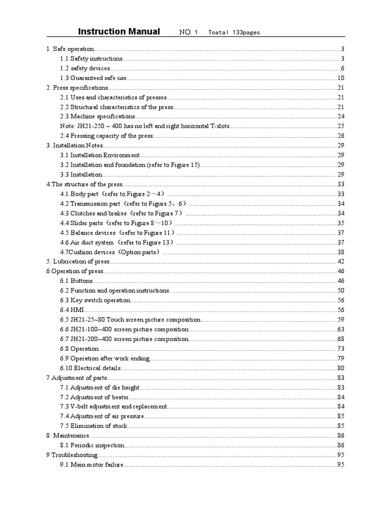 Punch Press JH21-200 | PDF | Switch | Manual Transmission