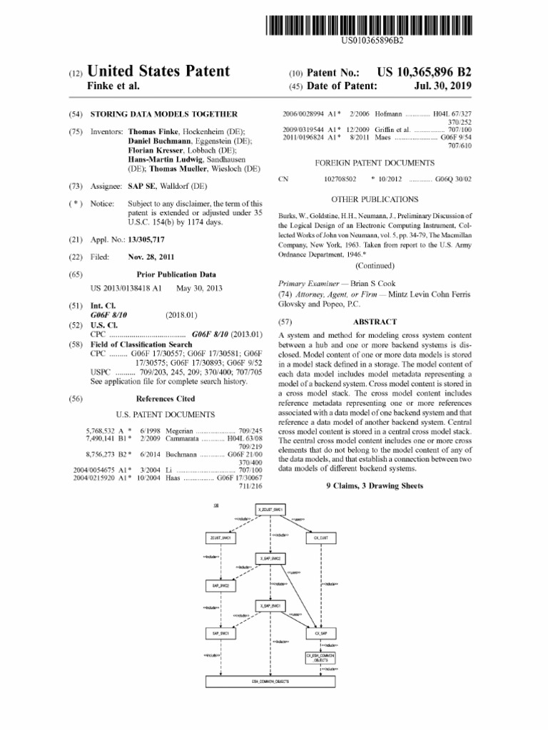 SAP SE Patent Issued For Storing Data Models Together (USPTO 10,365,896 ... SAP SE Patent Issued For Storing Data Models Together (USPTO 10,365,896 ...