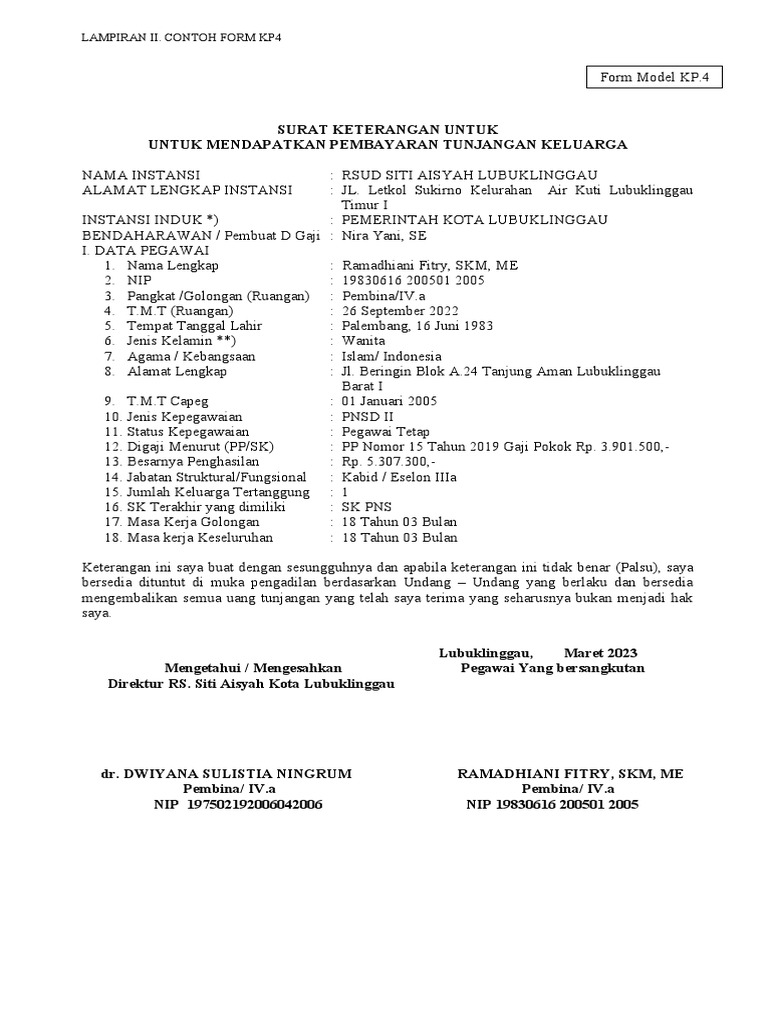 Contoh - Form KP4 | PDF
