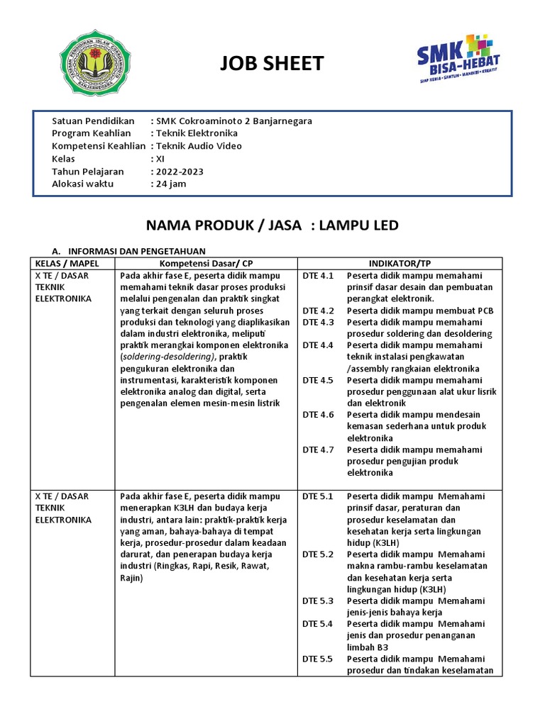 Contoh Joob Sheet | PDF