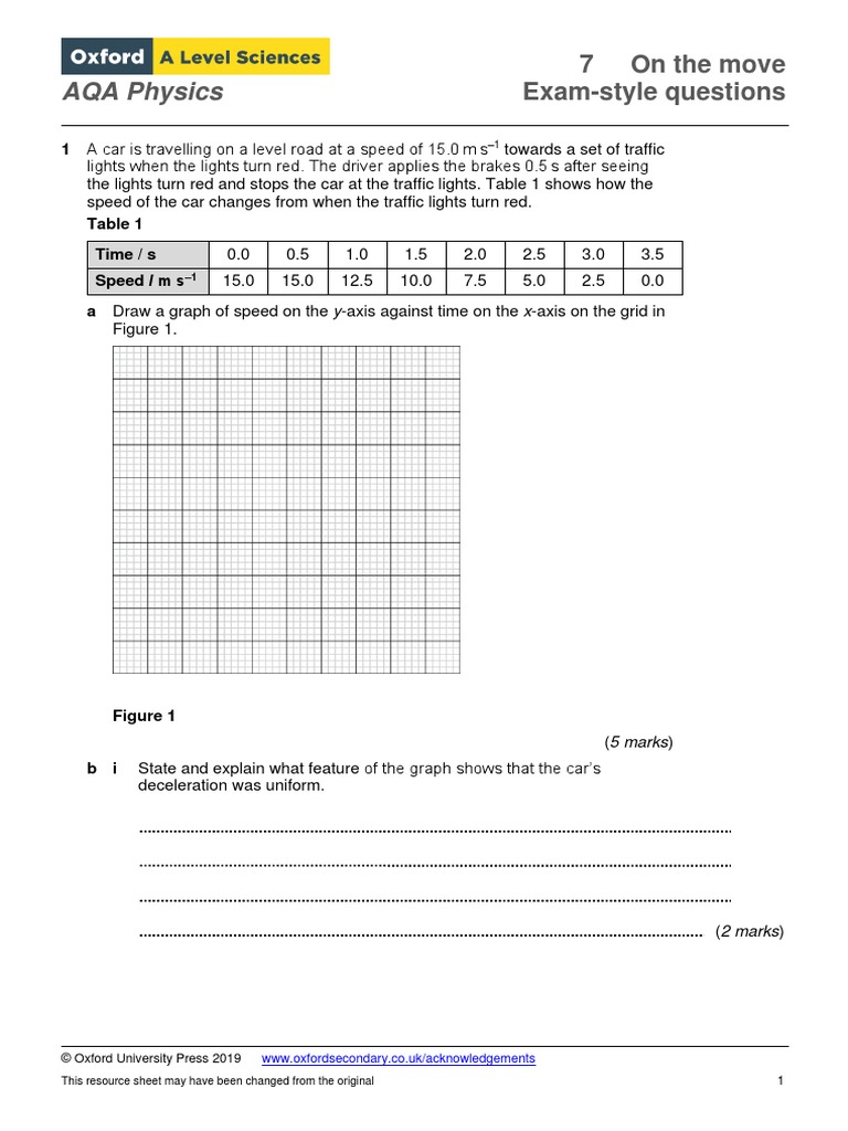 On The Move - Exam Style Qs | PDF | Acceleration | Force