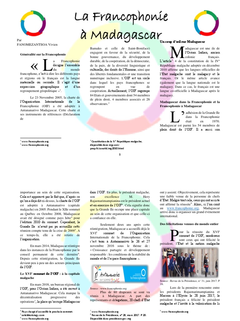 La Francophonie À Madagascar | PDF | la Francophonie | Madagascar