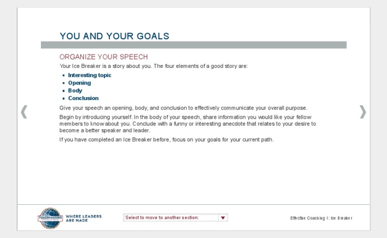 Toastmasters Pathways Ice Breaker | PDF