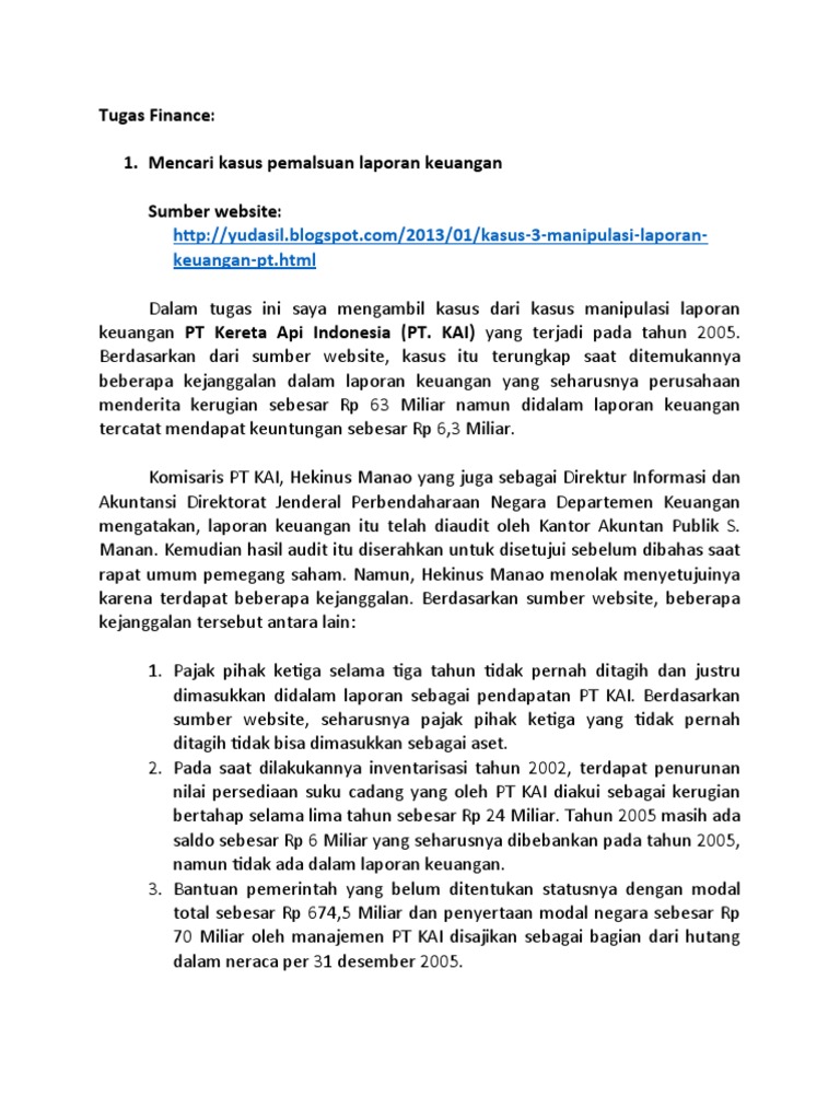 Kasus Pemalsuan Laporan Keuangan | PDF