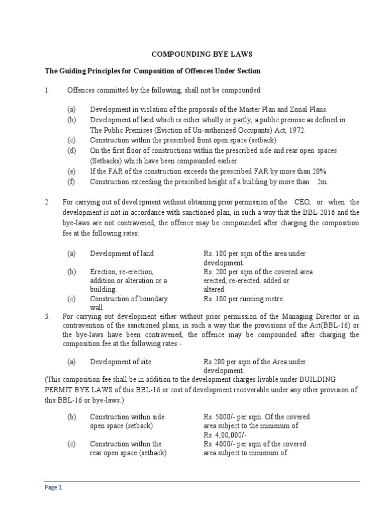 Compounding Bye Laws The Guiding Principles For Composition of Offences ...