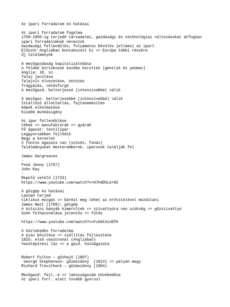Az Ipari Forradalom És Hatásai | PDF