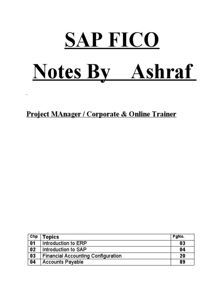 Sap Fico T100 Pdf Enterprise Resource Planning Business Economics