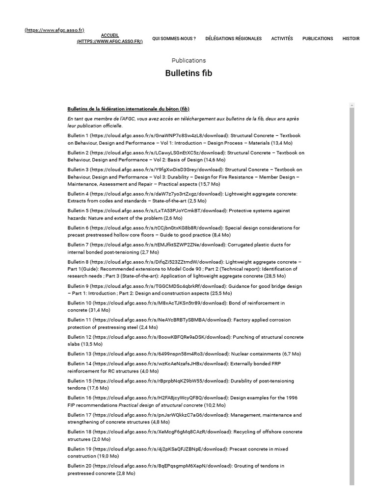 FIB Bulletins Access for AFGC Members | PDF | Prestressed Concrete ...