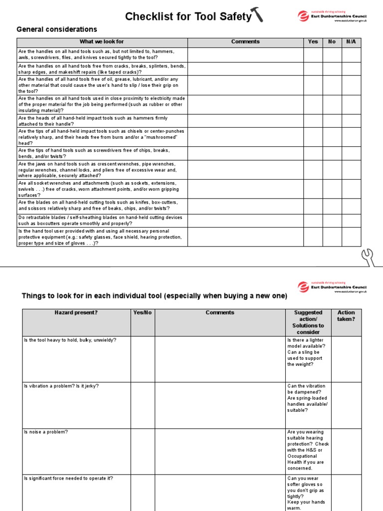 Hand Tools Checklist | Download Free PDF | Tools | Manufactured Goods