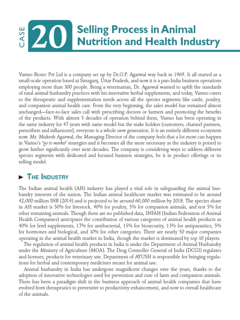 Selling Process Animal Nutrition Case | PDF | Sales | Livestock