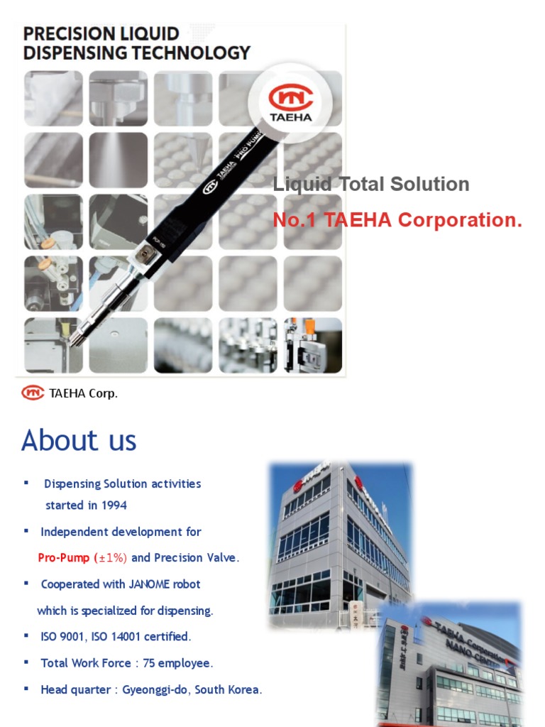 TAEHA Corporation: Dispensing Solutions Overview | PDF | Pump ...