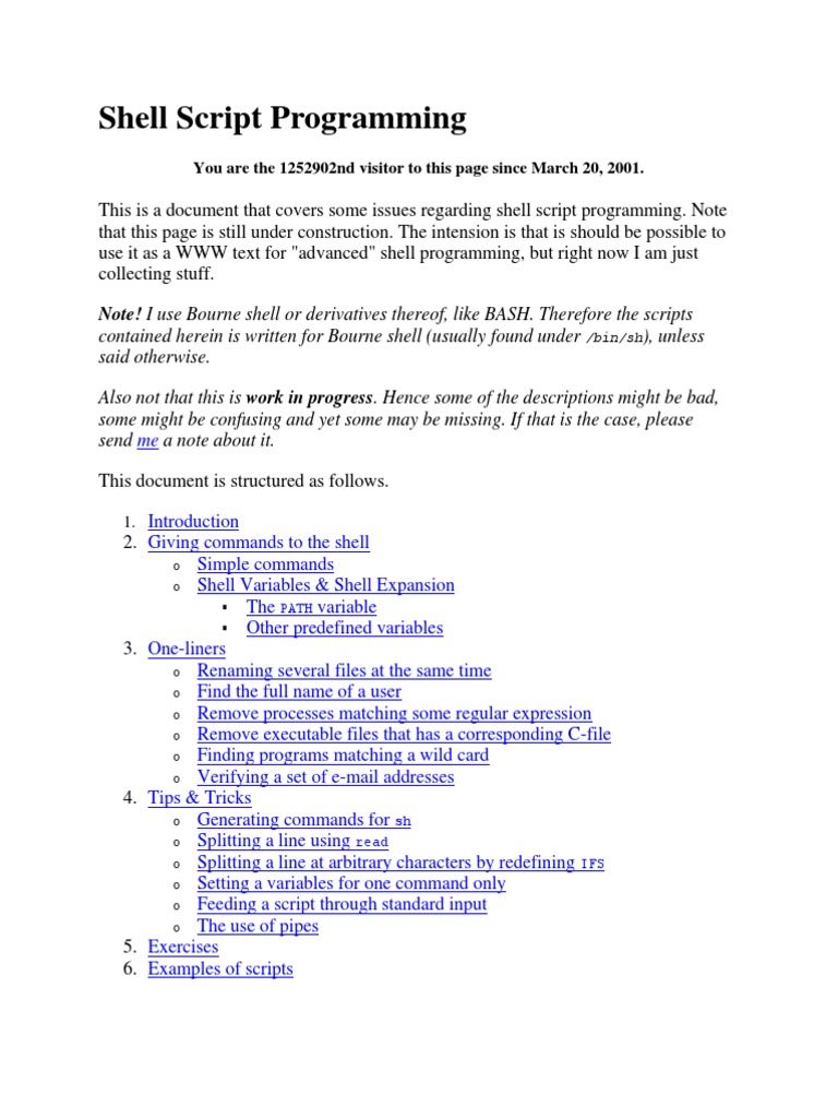 Shell Script Programming | PDF | Command Line Interface | Variable ...