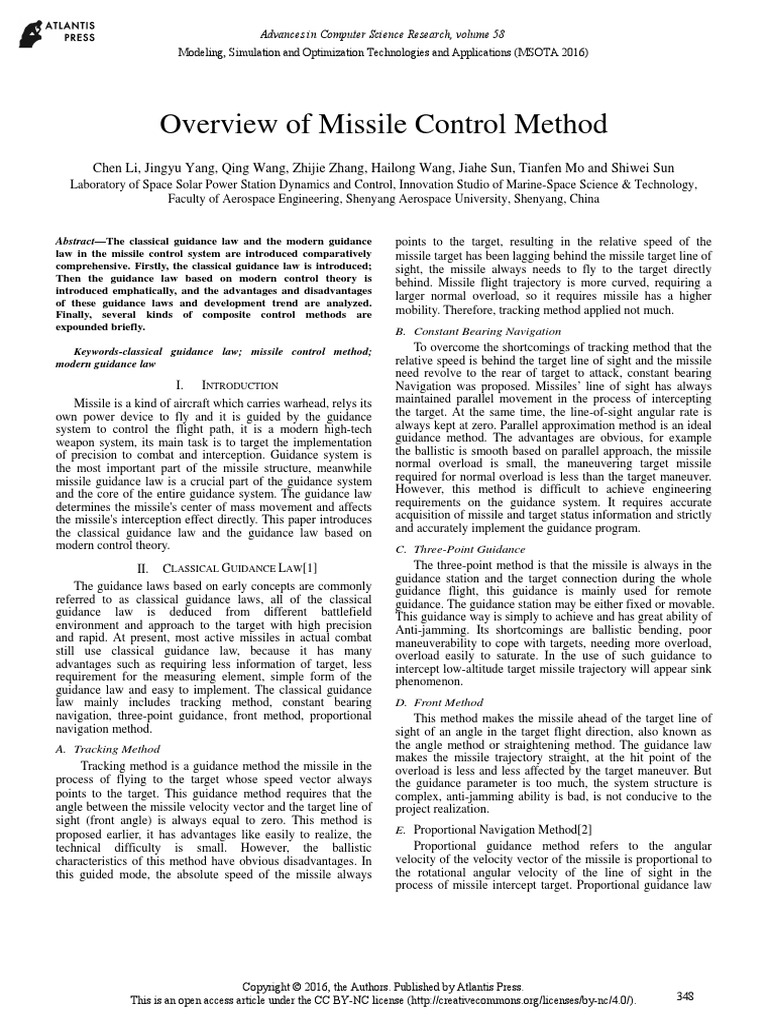 Overview of Missile Control Method | PDF | Mathematical Optimization | Control Theory