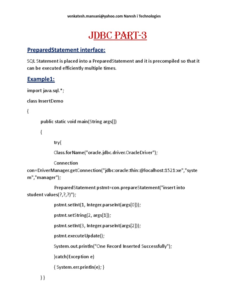 JDBC Part-3 | PDF | Software | Computer Data JDBC Part-3 | PDF | Software | Computer Data
