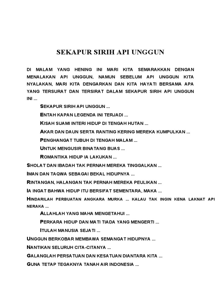 Teks Api Unggun Racana | PDF