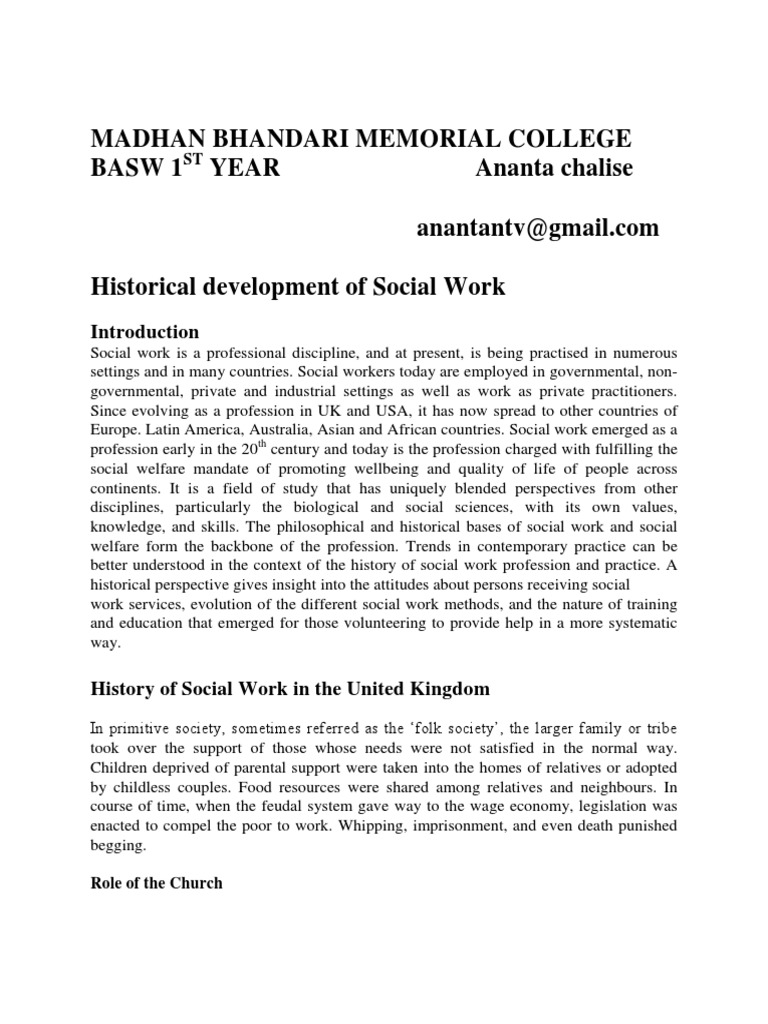 History of Social Work Development | PDF | Social Work | Welfare State